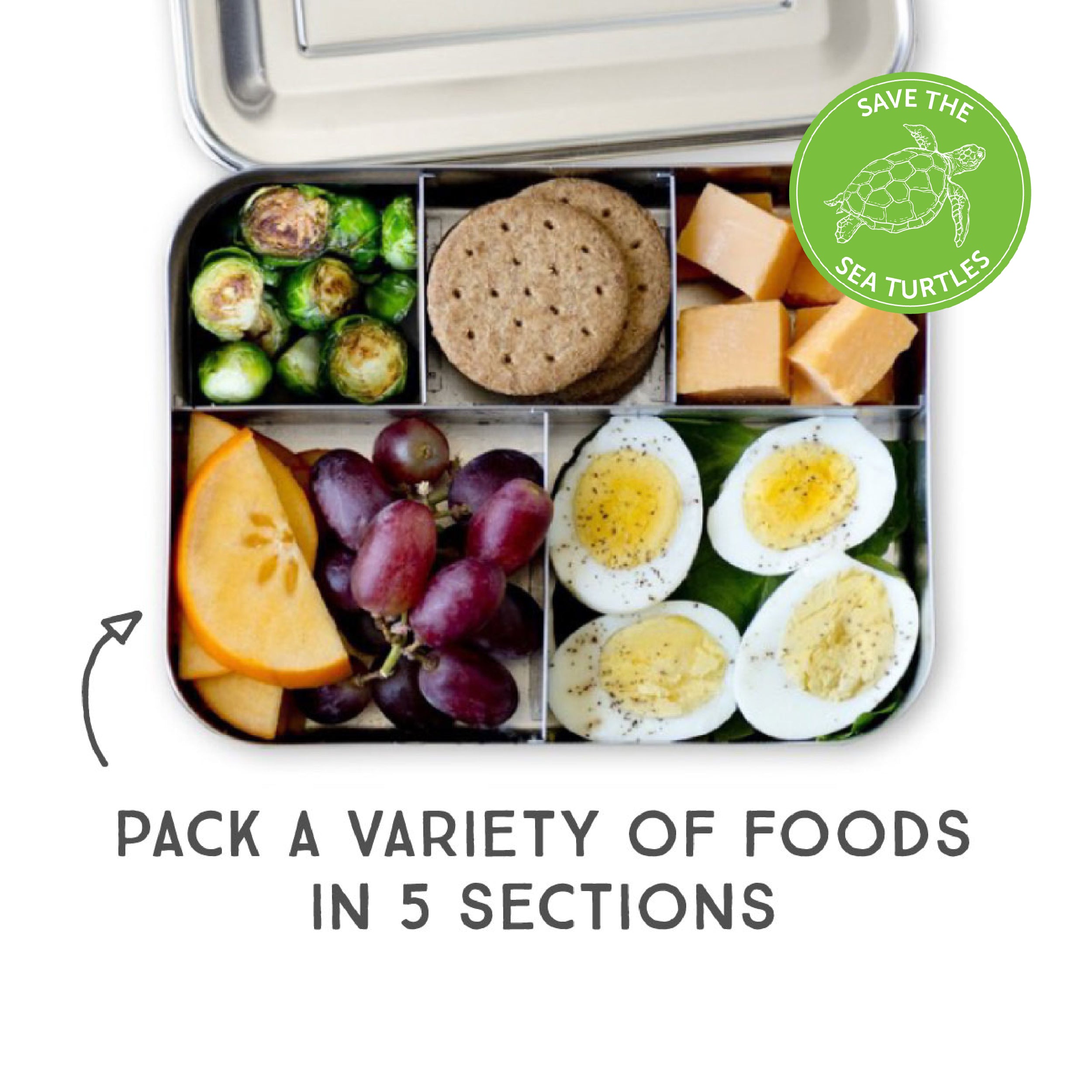 LunchBots Cinco Stainless Steel 5 Compartment Bento Box